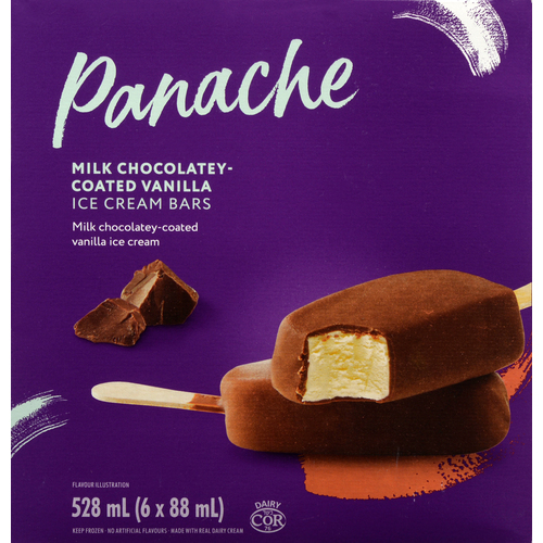 Vanilla & Milk Chocolate Ice Cream Bars 6 x 88 ml | Panache.ca